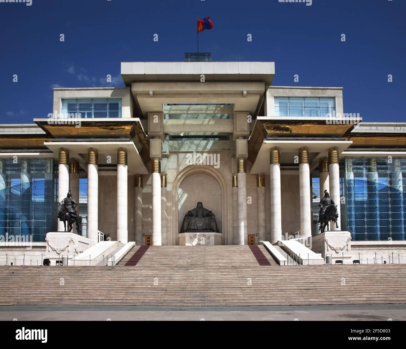 Government Palace on Grand Chinggis Khaan square in Ulaanbaatar ...