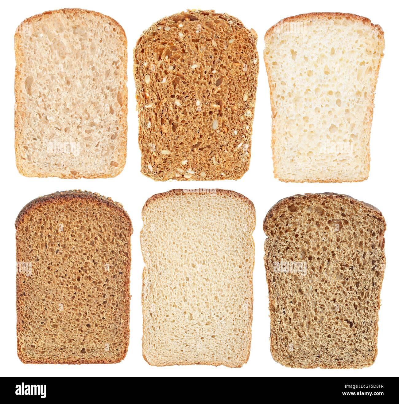 Set bread slice on a white background Stock Photo - Alamy