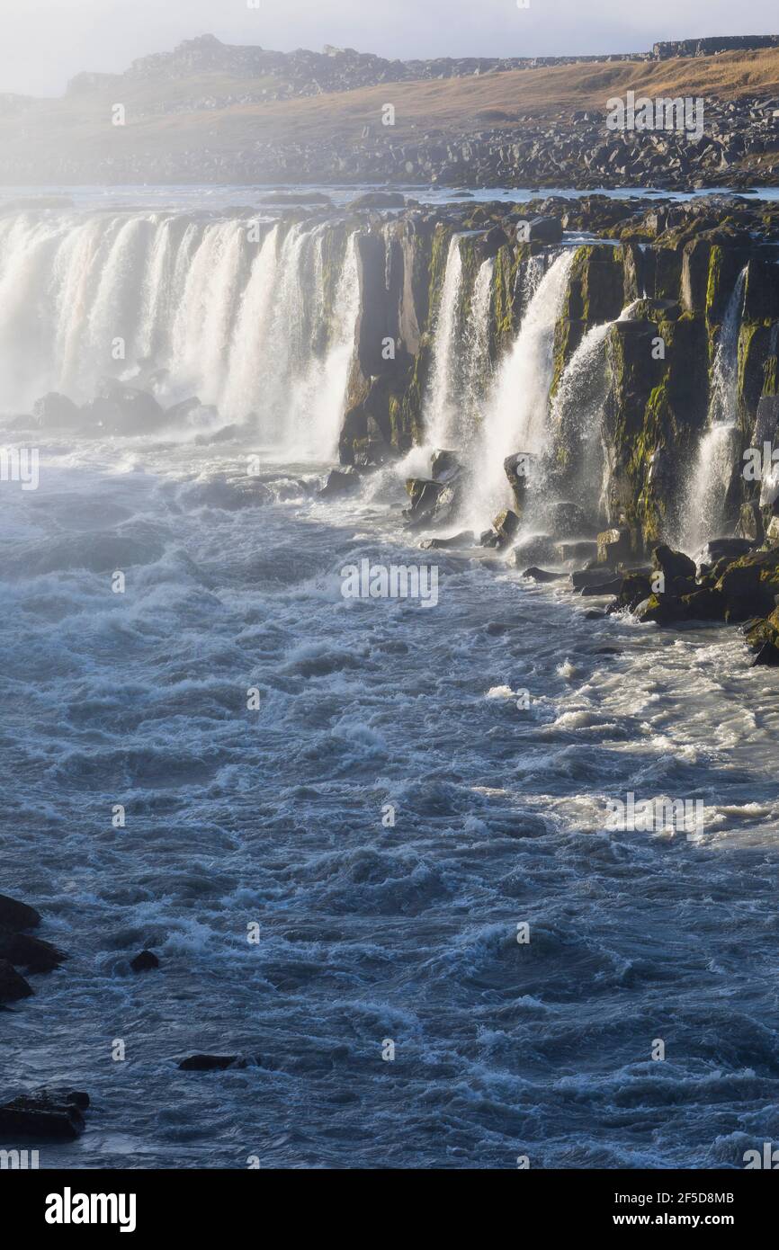 waterfall Selfoss, waterfall of the river Joekulsá á Fjoellum, Iceland ...