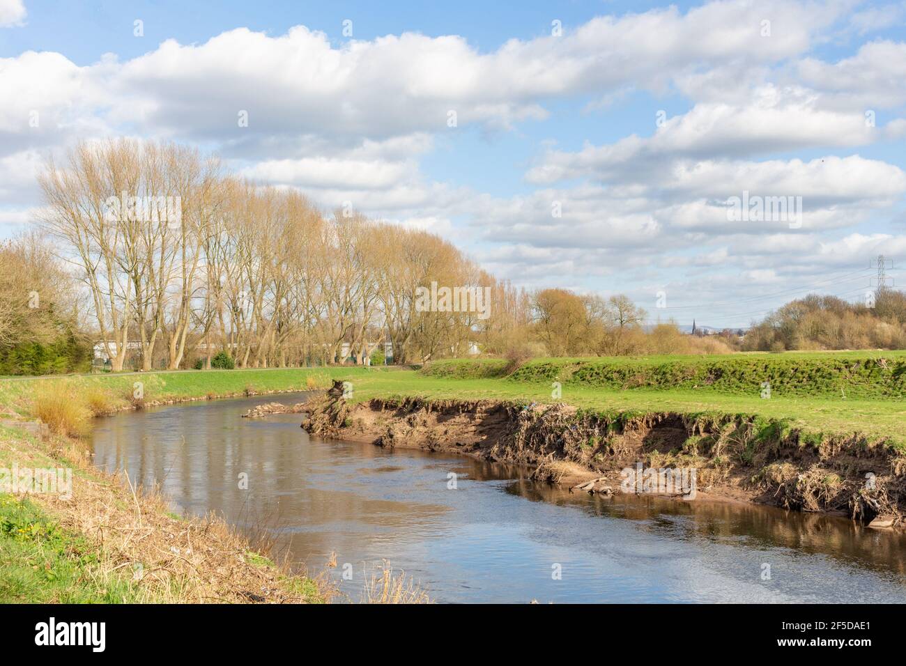 View of the River Mersey in summer, near Parrs Wood, Manchester, UK ...