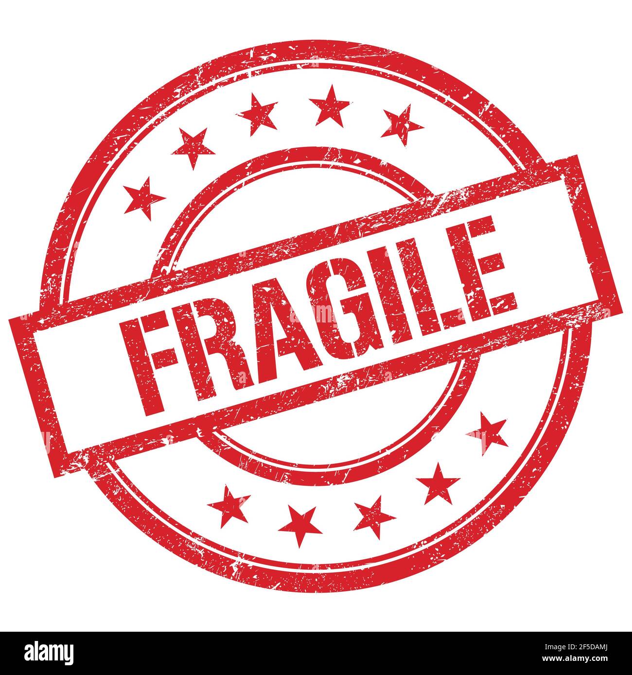 FRAGILE text written on red round vintage rubber stamp Stock Photo - Alamy