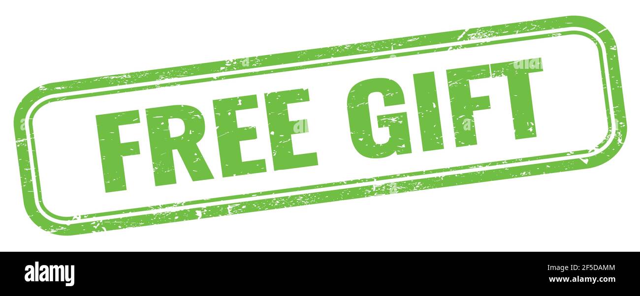 FREE GIFT text on green grungy vintage rectangle stamp Stock Photo - Alamy