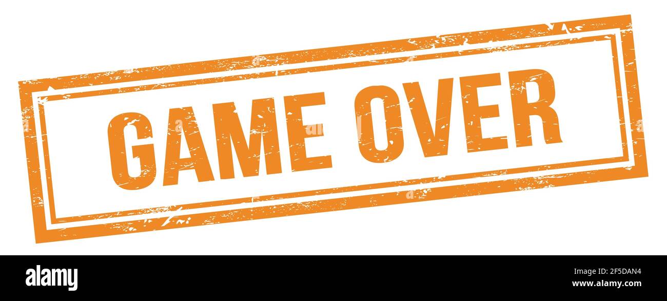 GAME OVER text on orange grungy vintage rectangle stamp Stock Photo - Alamy