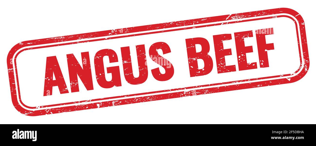 ANGUS BEEF text on red grungy rectangle stamp Stock Photo - Alamy