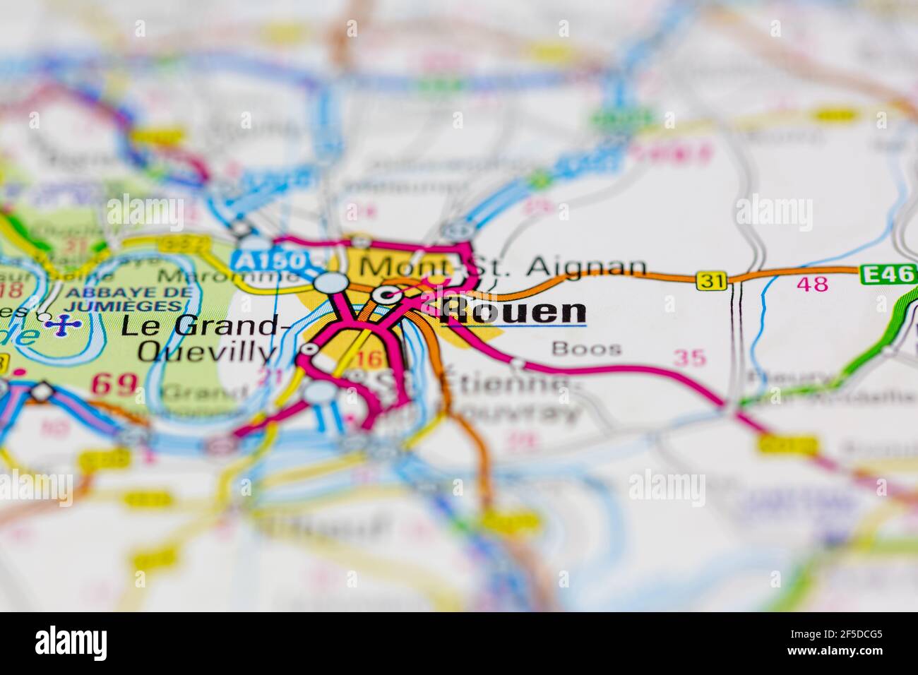 Rouen and surrounding areas Shown on a Geography map or road map Stock ...