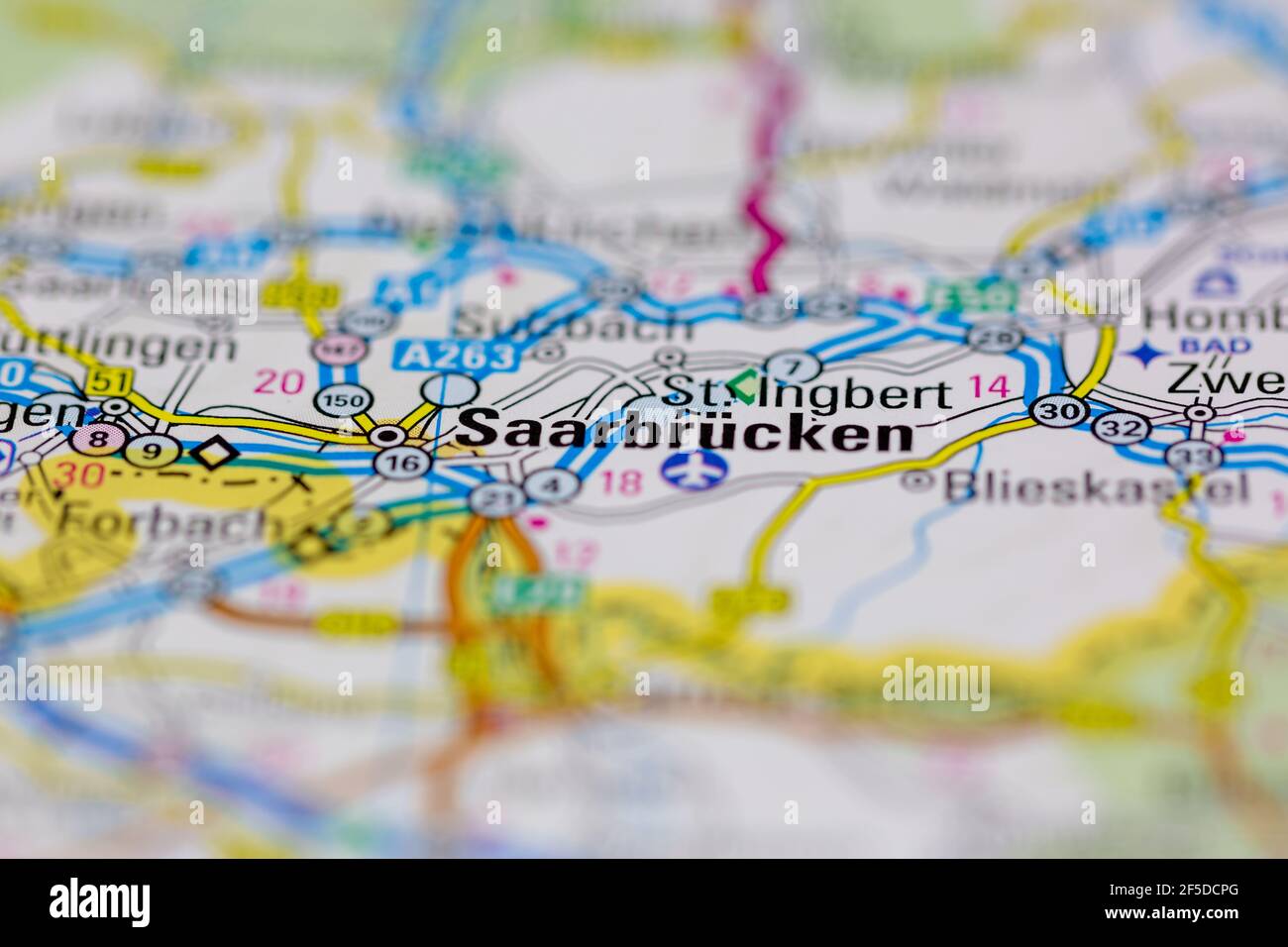 Saarbrucken and surrounding areas Shown on a Geography map or road map ...
