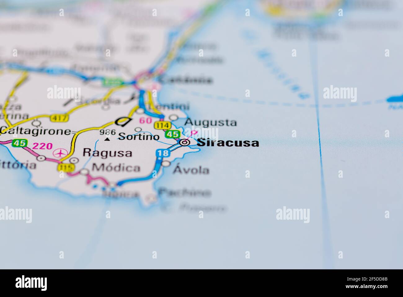 Siracusa and surrounding areas Shown on a Geography map or road map ...