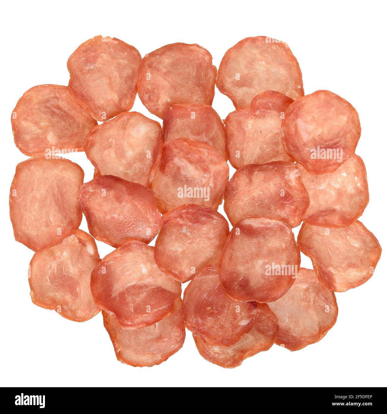 Heap of meat-stuffed crisps top view isolated on a white background ...