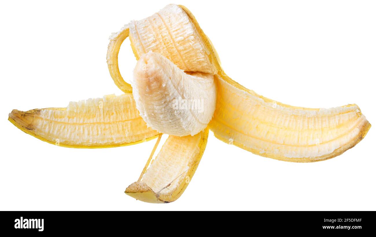 Ripe open banana isolated on a white background Stock Photo - Alamy