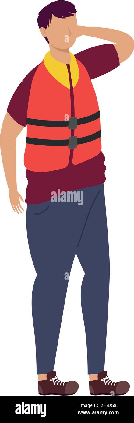 man with float jacket character Stock Vector Image & Art - Alamy