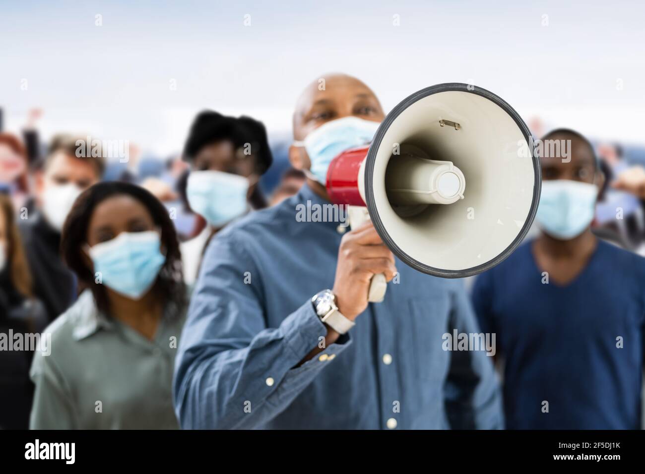African Group Of People Wearing Face Mask Protest. Social Politics And ...