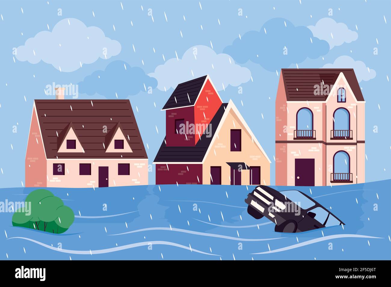 car and buildings flood scene Stock Vector Image & Art - Alamy