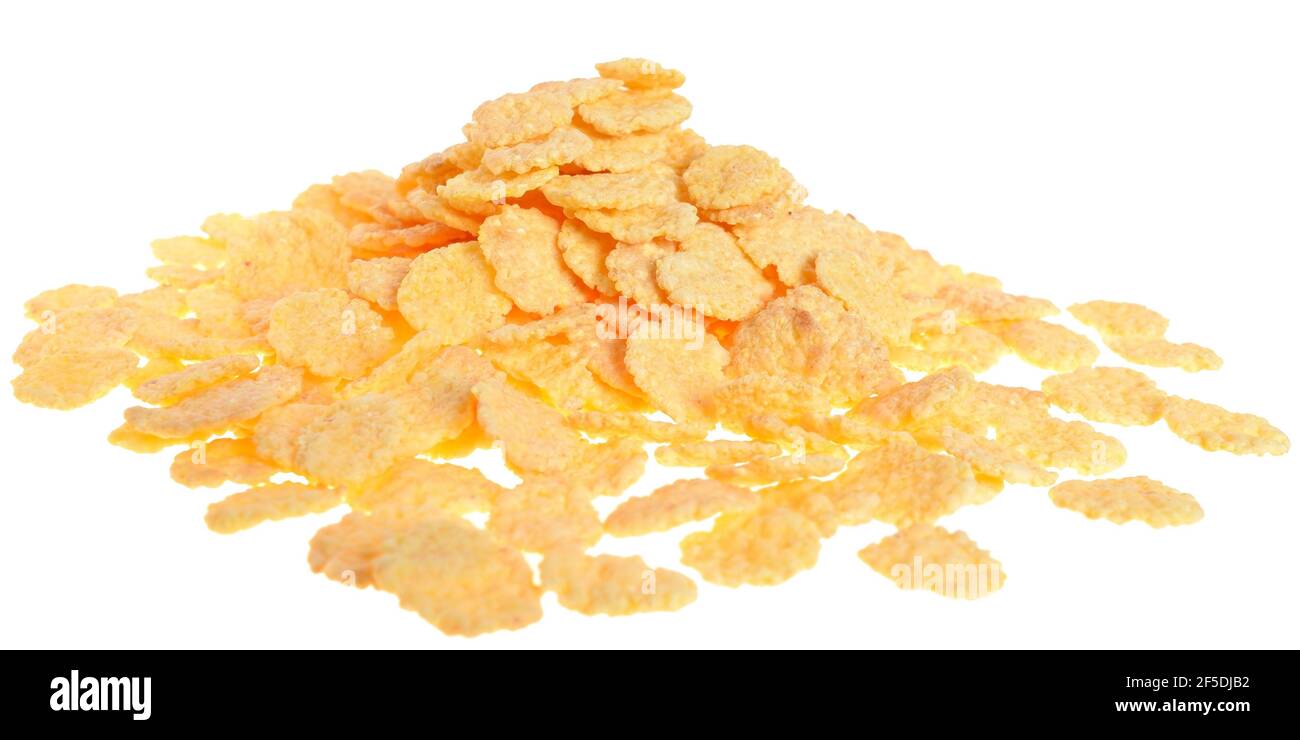 Cornflakes close-up isolated on white background Stock Photo - Alamy