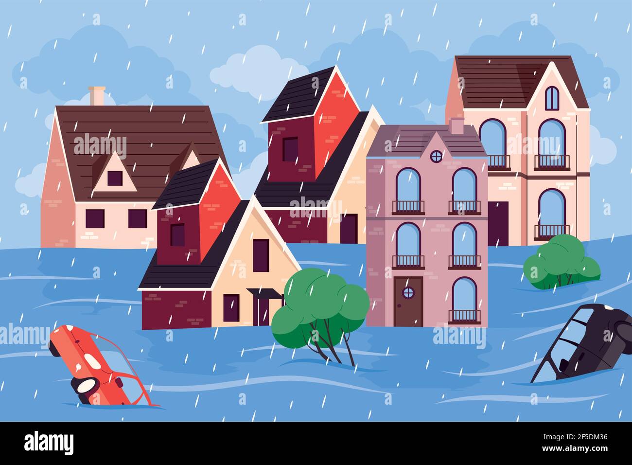 buildings and cars flood scene Stock Vector Image & Art - Alamy