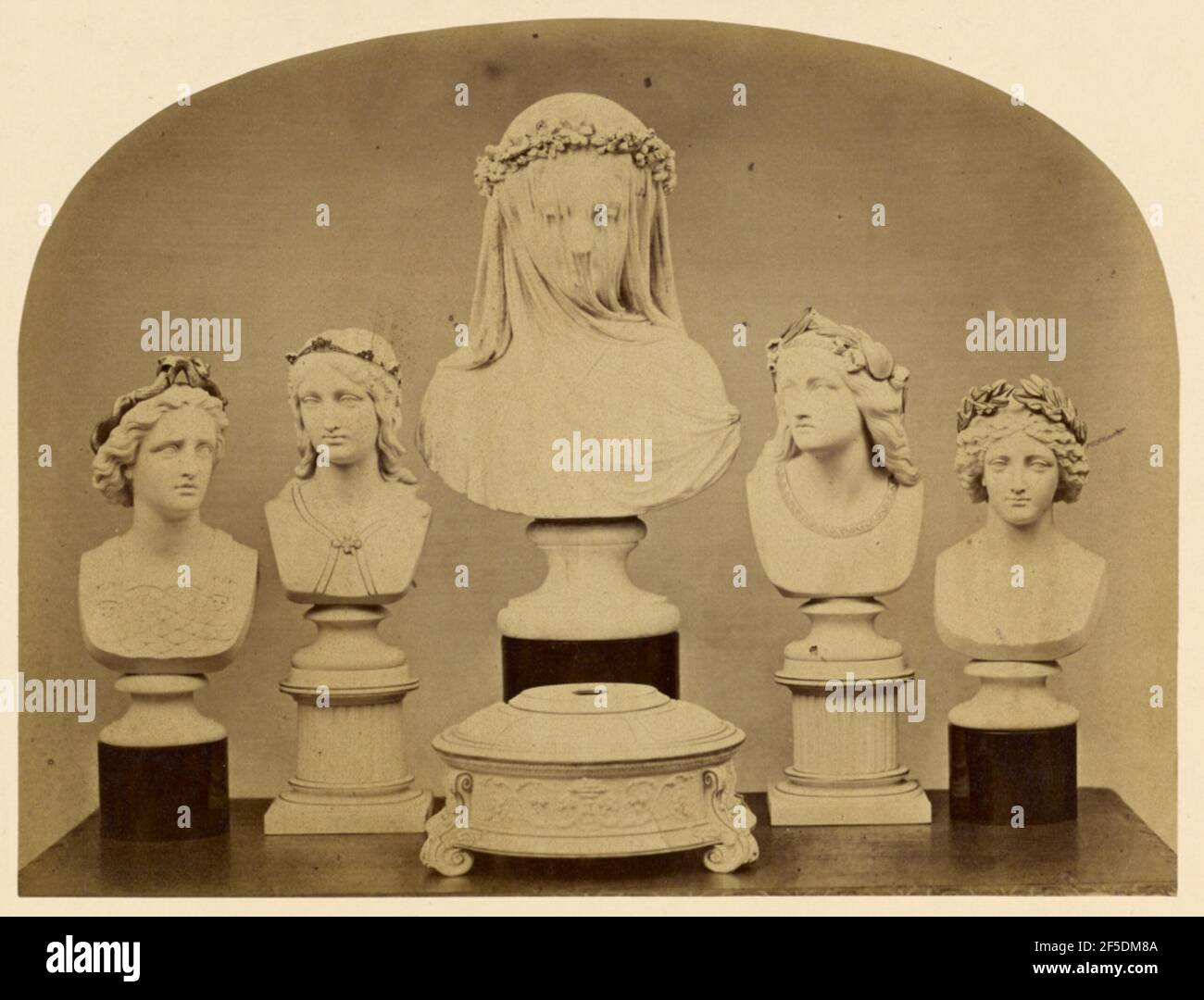 Group of busts of female figures. A group of five different busts of ...