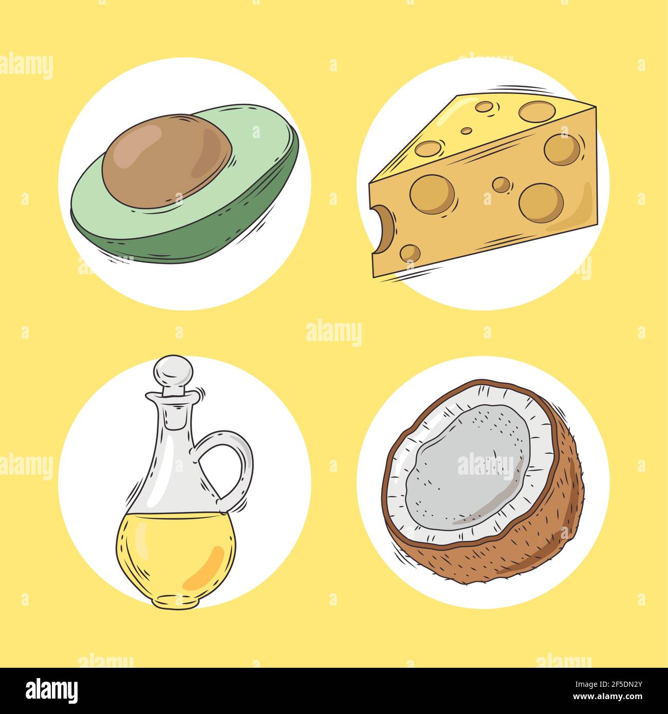 fat healthy food four icons Stock Vector Image & Art - Alamy