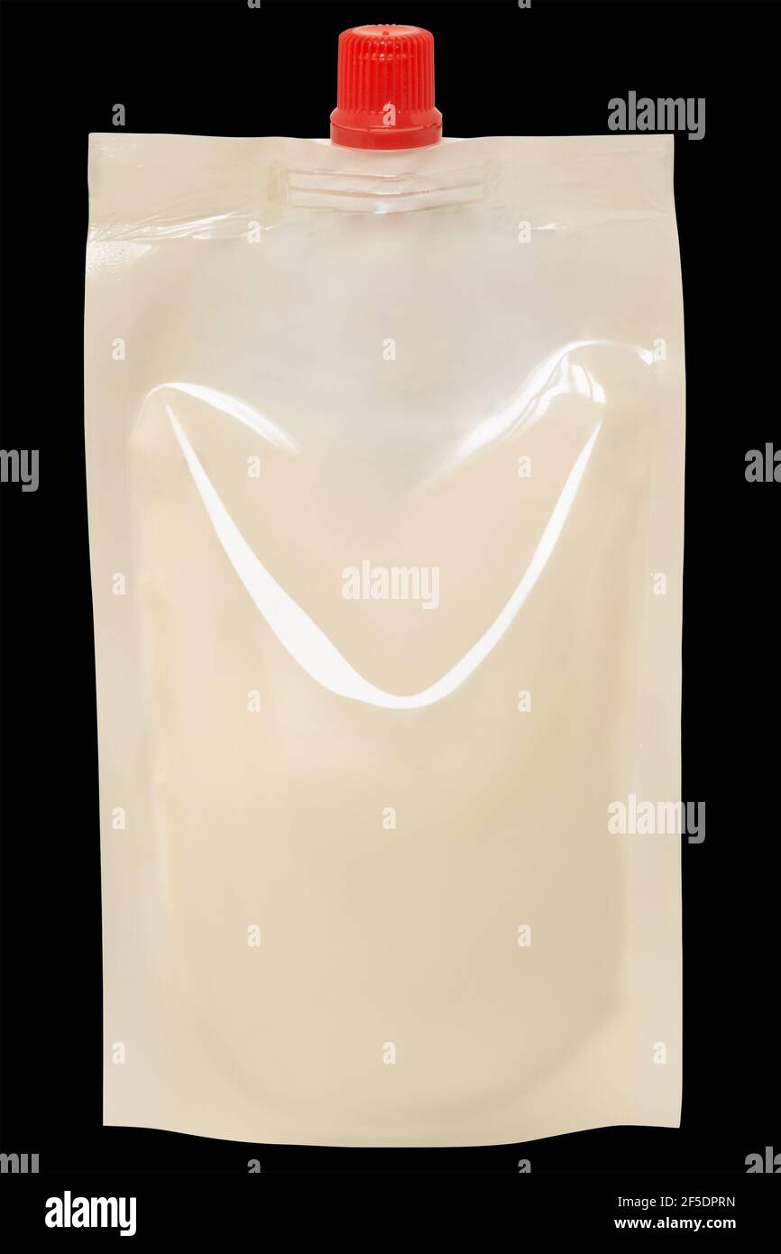 Food plastic packaging on a black background Stock Photo - Alamy