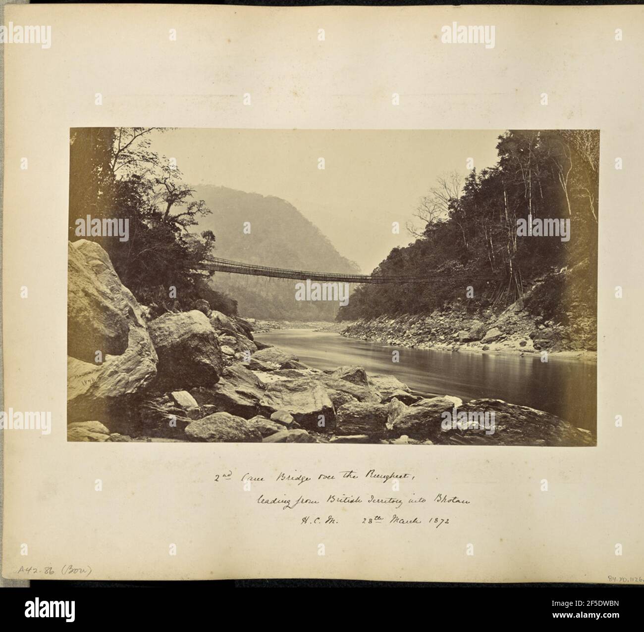 Darjeeling; Cane Bridge over the Teesta River leading into Bhootan ...