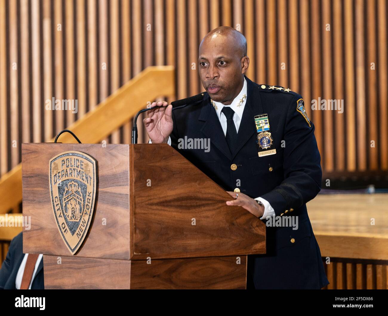 New York, NY - March 25, 2021: NYPD press briefing at One Police Plaza ...