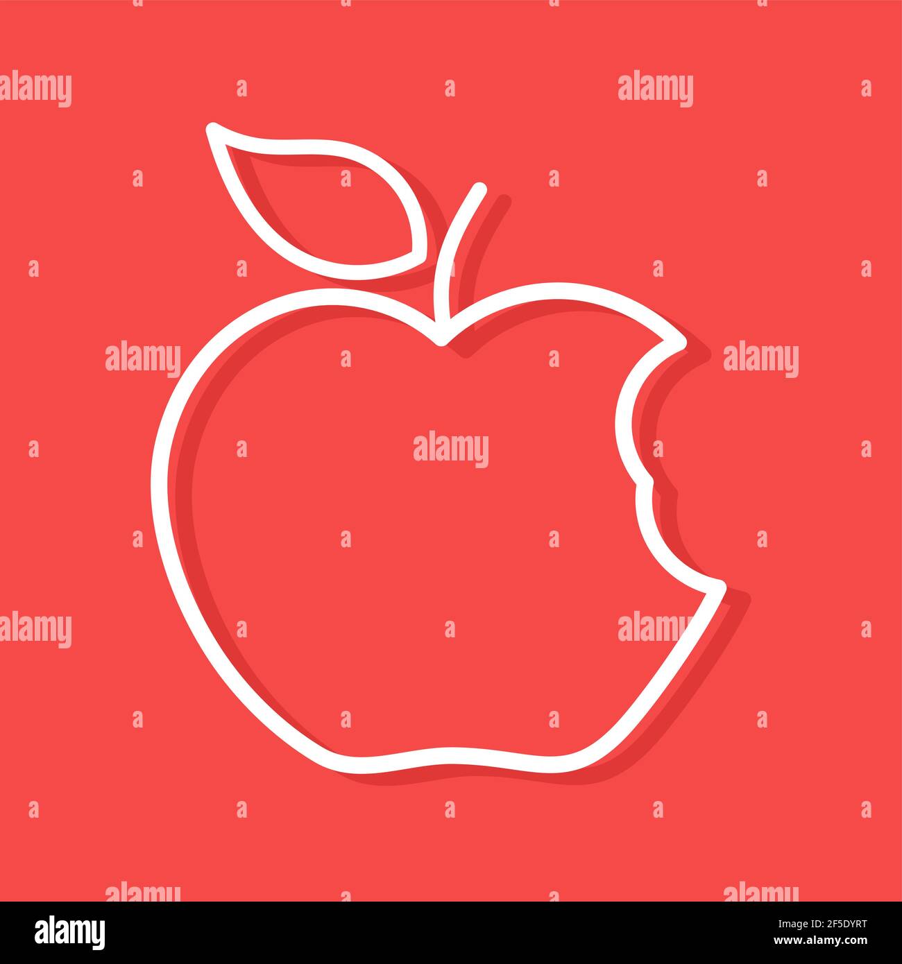 Linear white shape of bitten apple icon. Vector illustration Stock ...