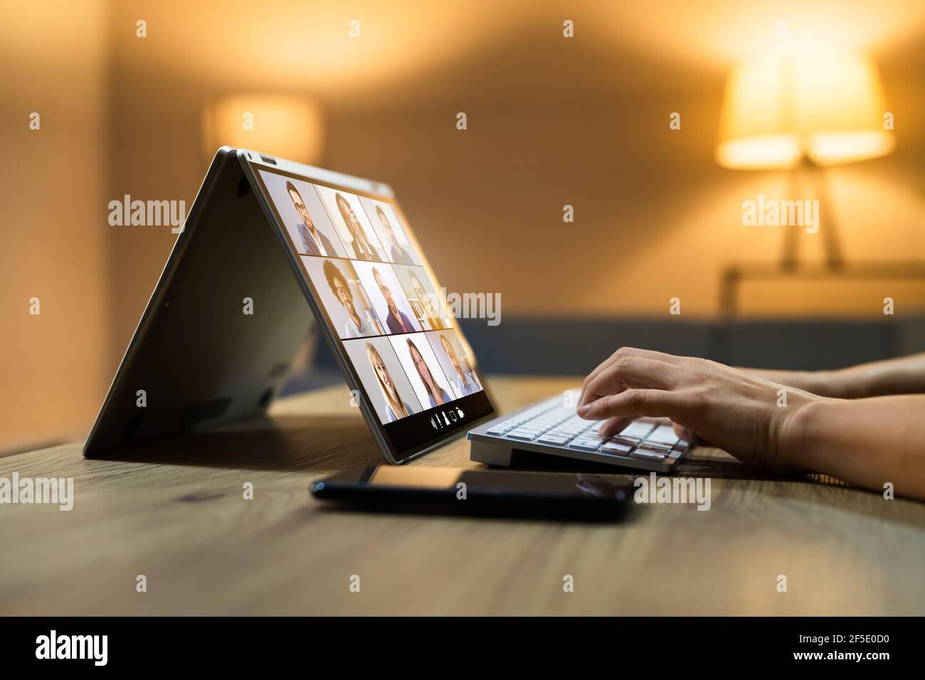 Digital Online Video Conference Webinar On Computer Stock Photo - Alamy
