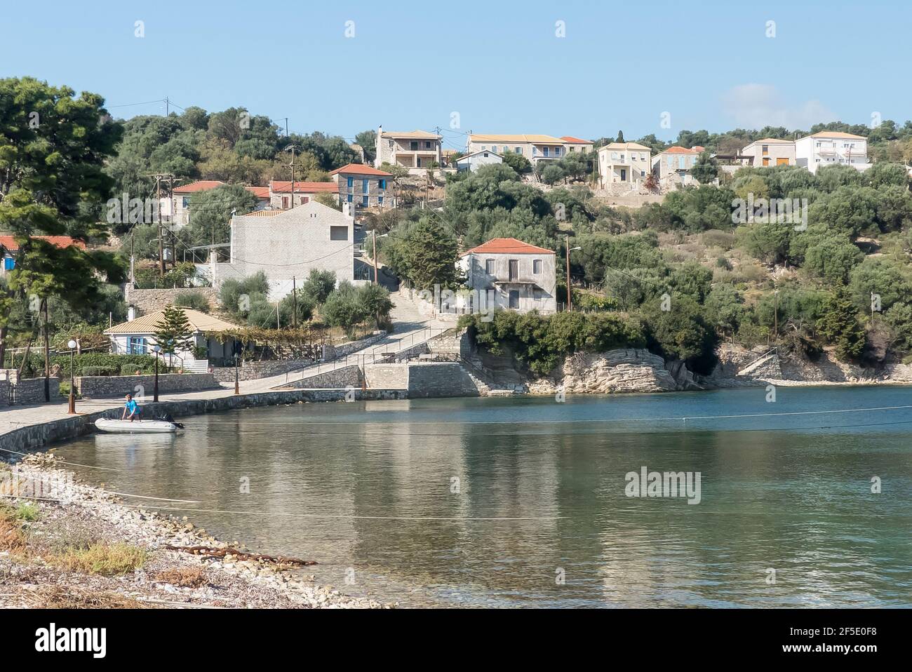 Greece's Ionian Sea: the main town and harbour on the isle of Kastos ...