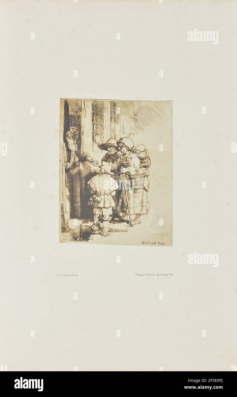 Beggars recieving alms at the door of a house. Bisson Frères (French ...