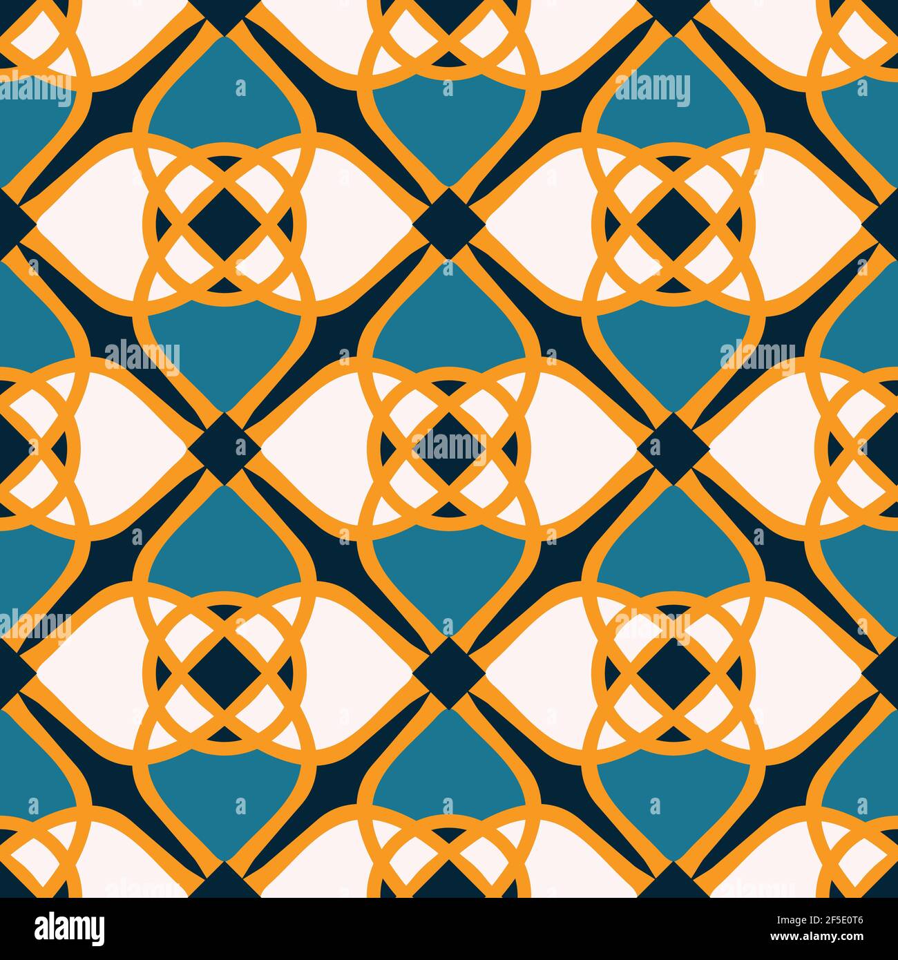 Seamless vector pattern with beautiful floor tile texture on blue ...