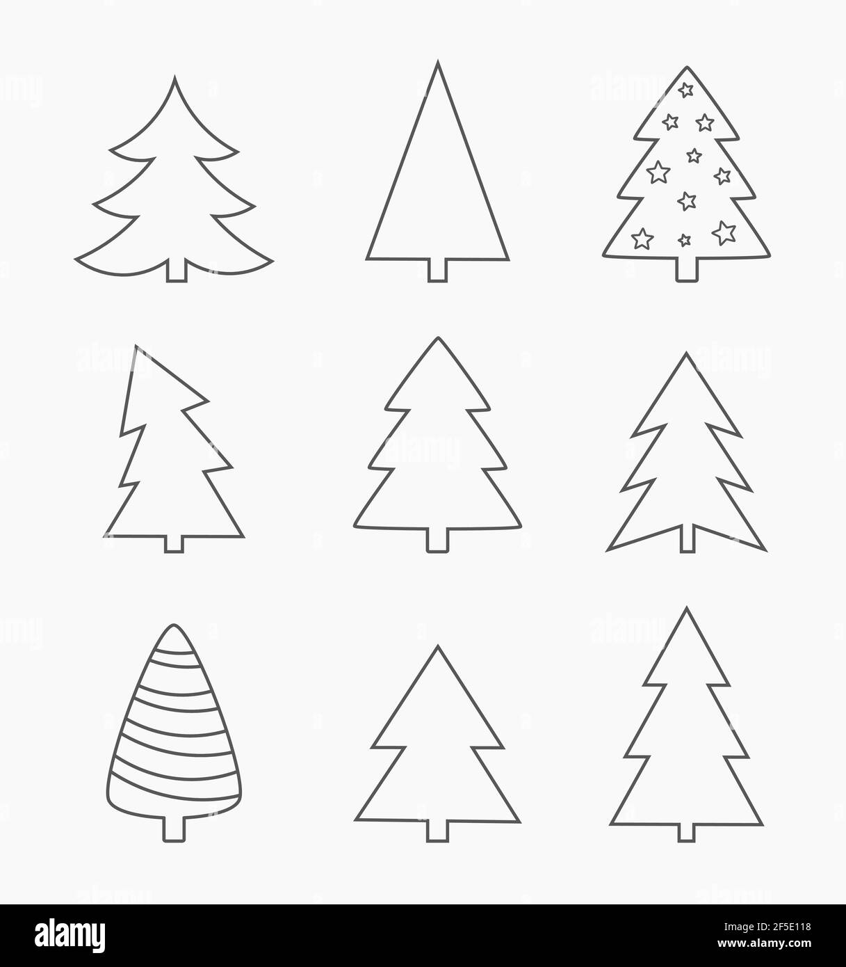 Christmas trees line shapes set. Vector illustration Stock Vector Image ...