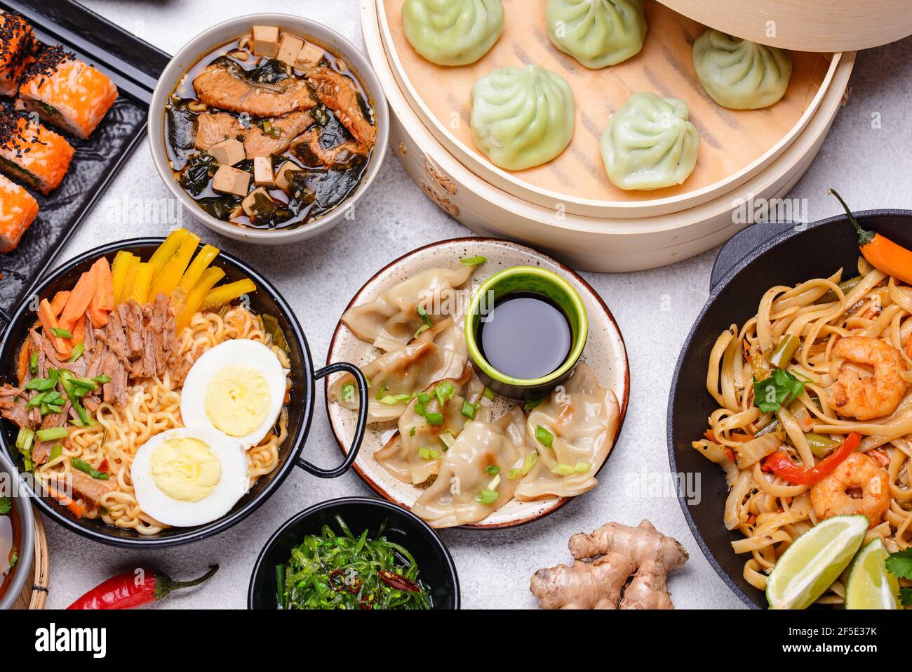 Asian food. Chinese, Japanese and Thai cuisine Stock Photo - Alamy