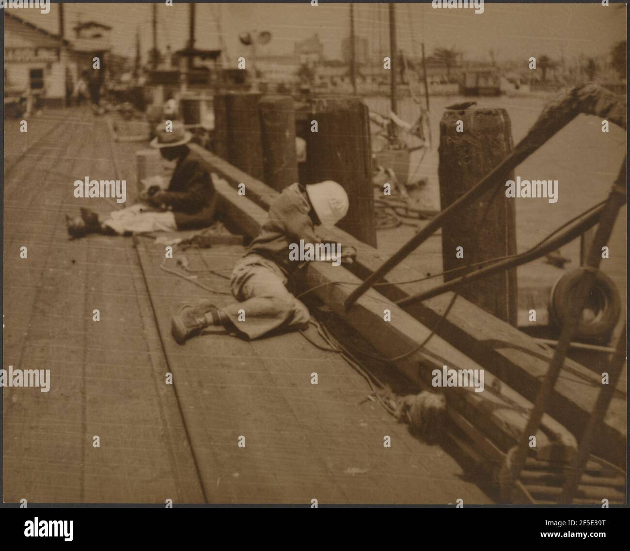 Men Seated on Dock. Louis Fleckenstein (American, 1866 - 1943 Stock ...