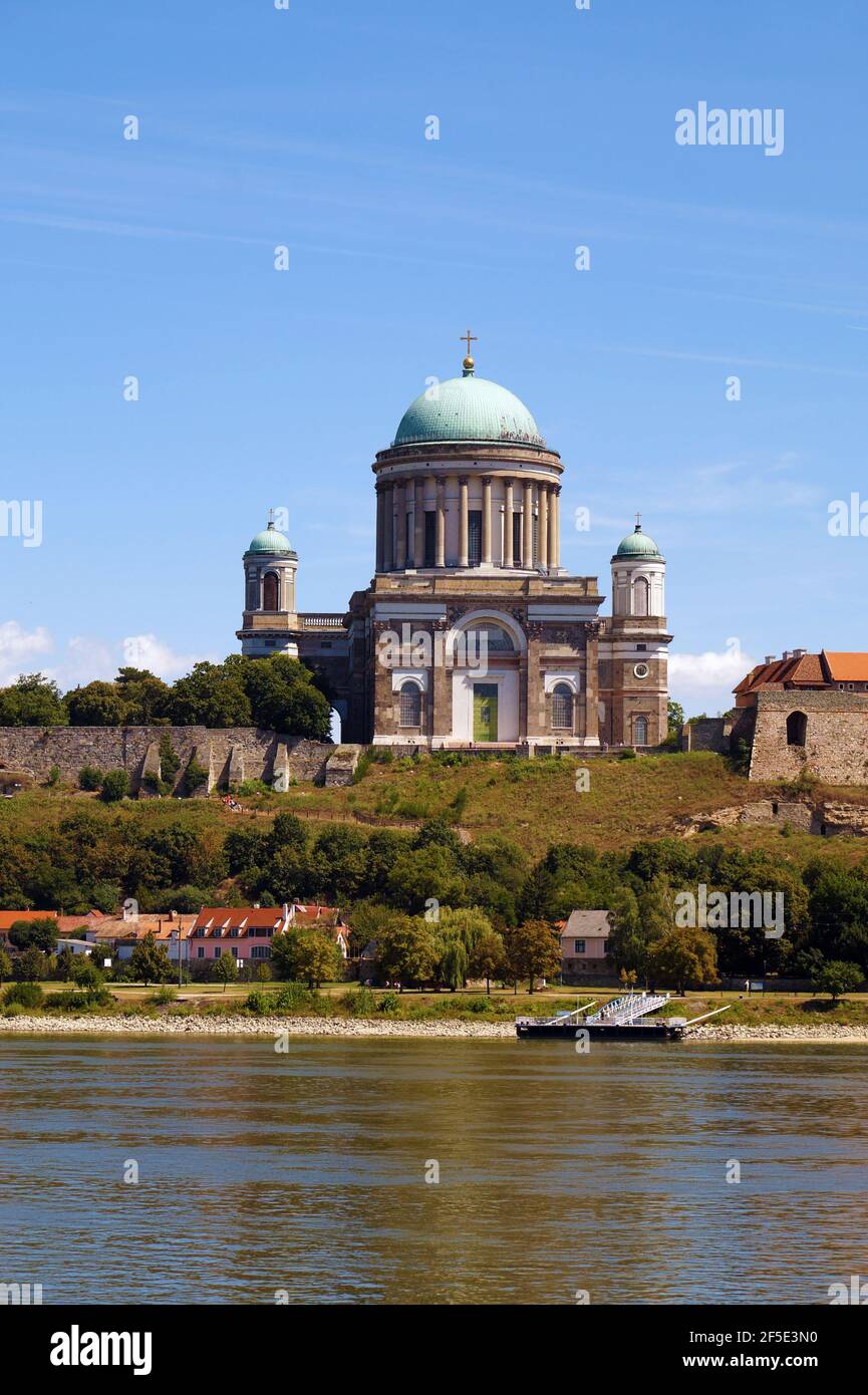 View of the basilica. Located on the banks of the Danube, the ...