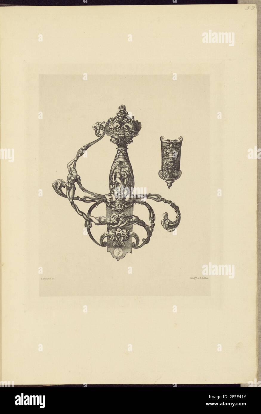 Design for a Sword Hilt by Pierre Woeiriot. Édouard Baldus (French, born Germany, 1813 - 1889 ...