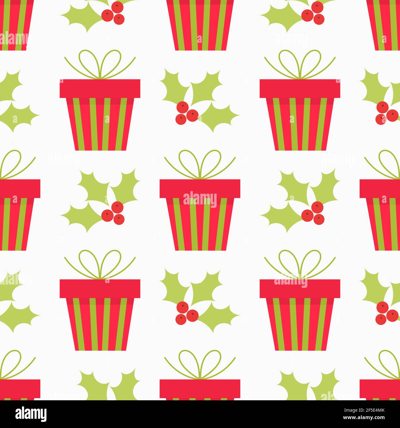 Christmas presents and holly pattern. Vector illustration Stock Vector ...