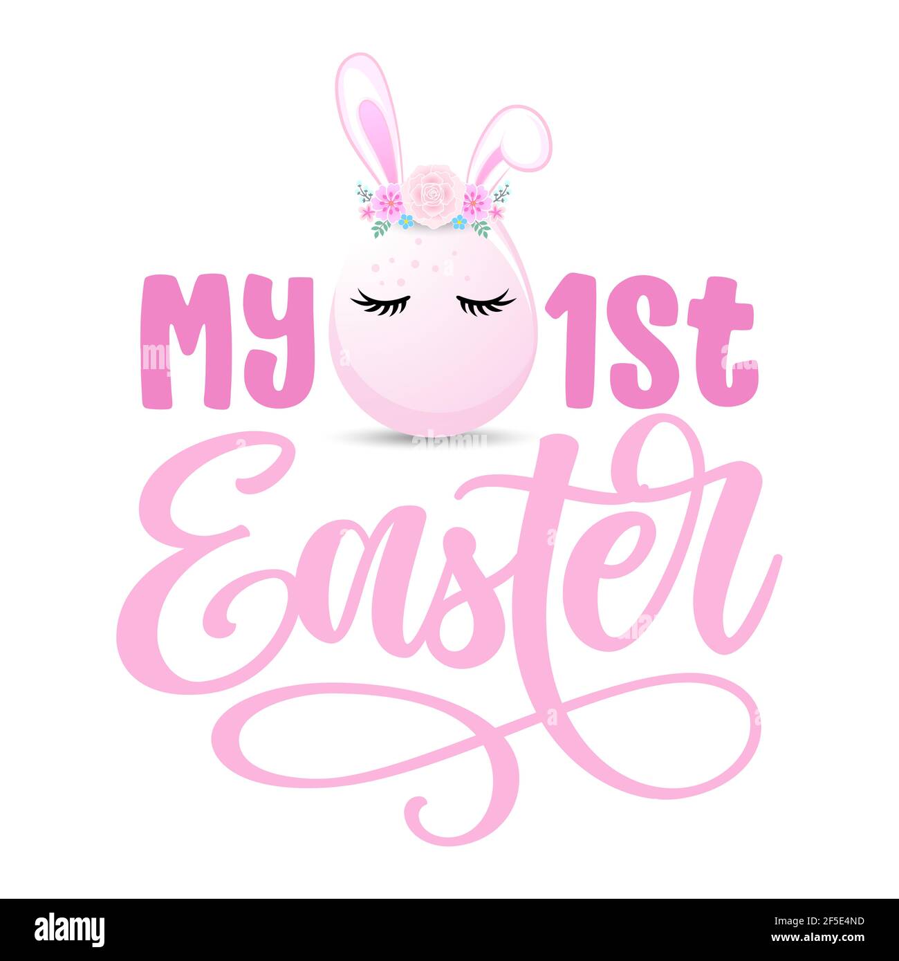 My first (1) Easter - hand drawn modern calligraphy design vector ...