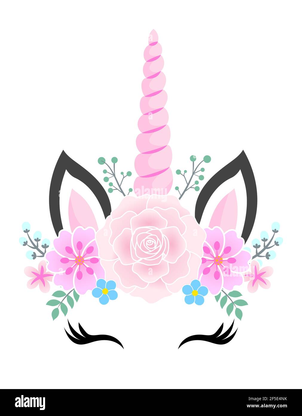 Unicorn Flower headband wreath, Unicorn head with flower crown, Unicorn ...