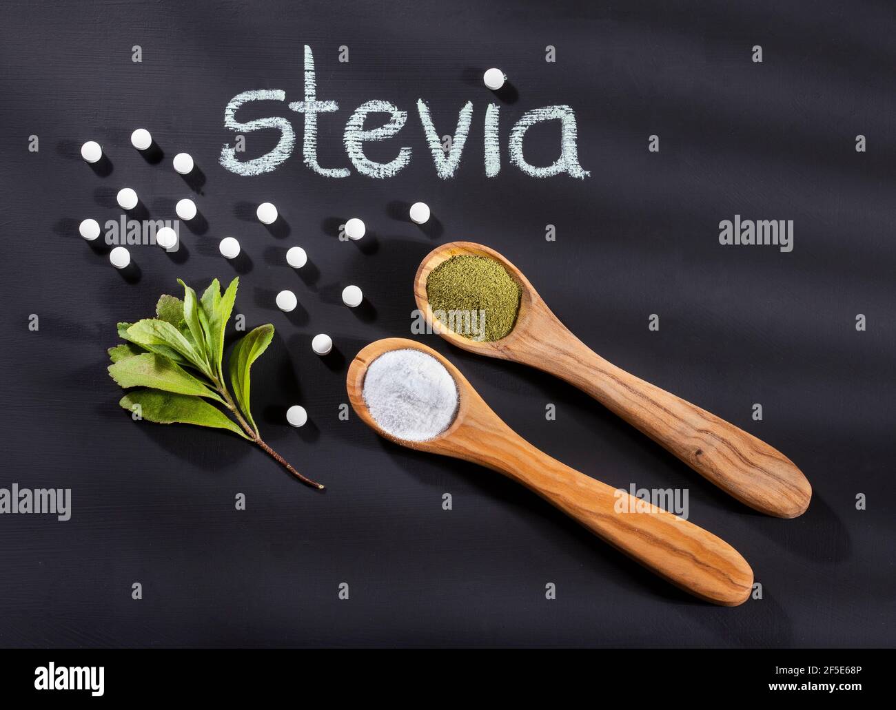 Stevia rebaudiana - Sweetener, tablets and leaves of the stevia plant ...