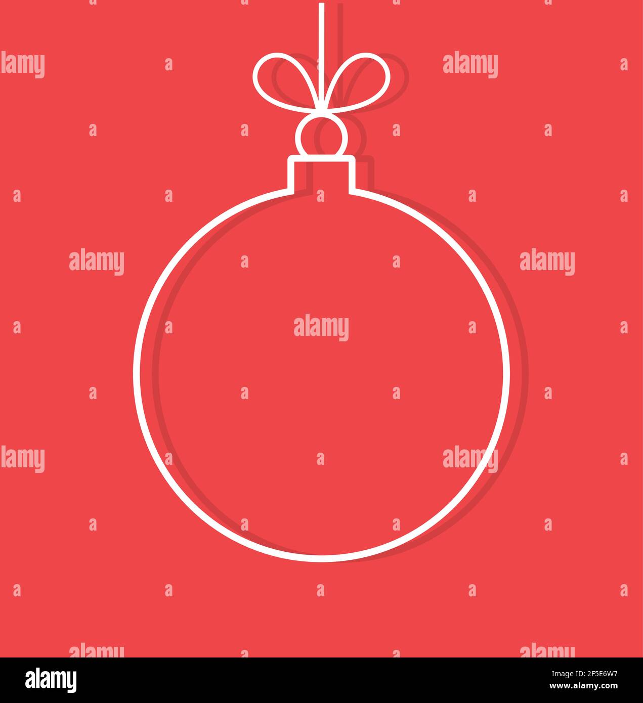 Christmas bauble ornament outline shape on red background. Vector ...