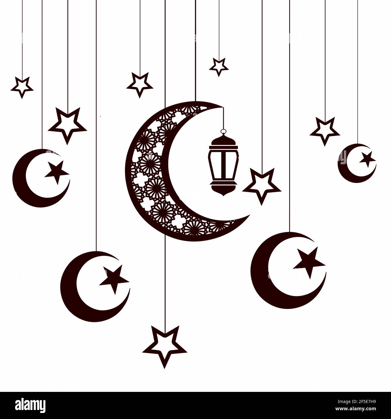 Ramadan and eid mubarak greeting card hanging lamp and lantern with ...