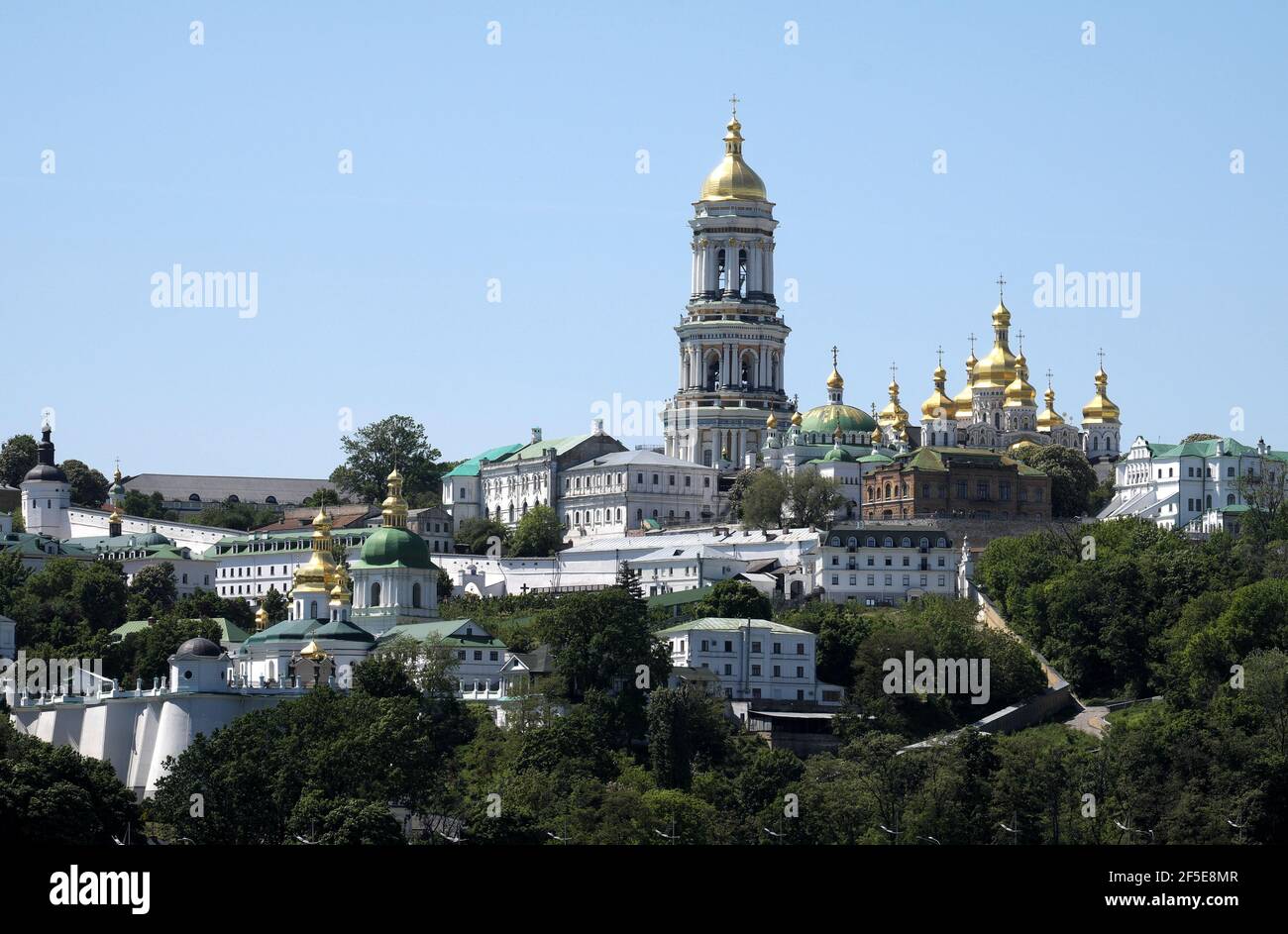 Golden domes of monasteries seen from River Dnieper, Kiev, Ukraine ...
