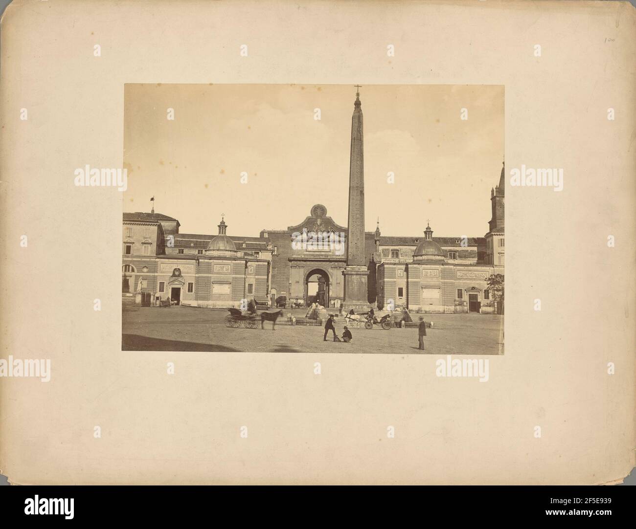 Piazza del Popolo, Rome. Achille Mauri (Italian, 1806 - 1883 Stock ...
