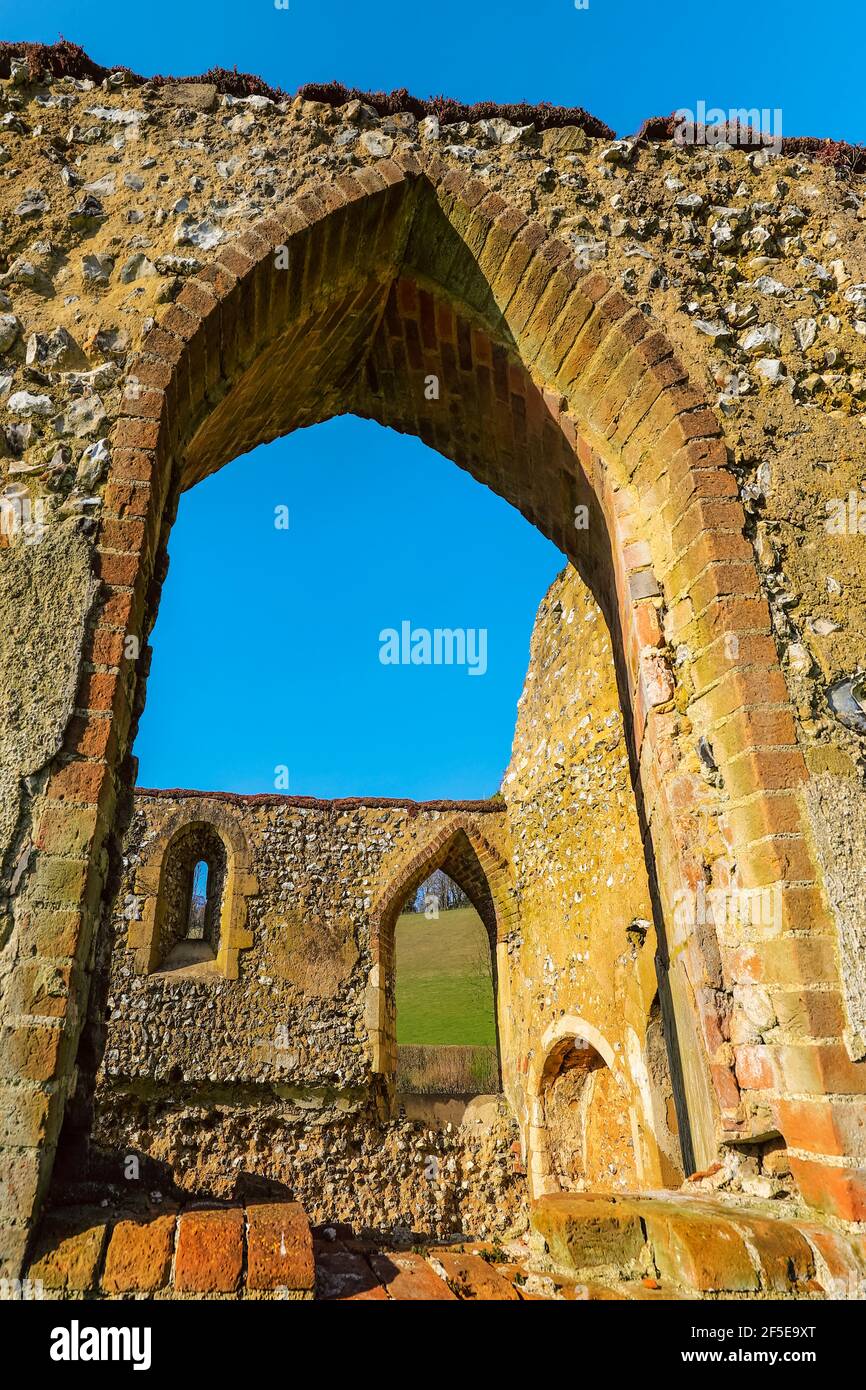 Norman window at ruined St James' church, Bix Bottom. Once centre of ...