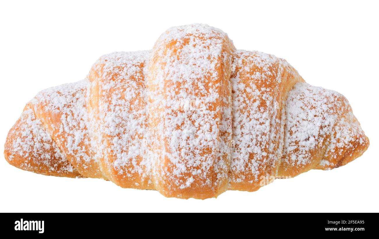 Traditional french pastry Croissants in powdered sugar isolated on ...