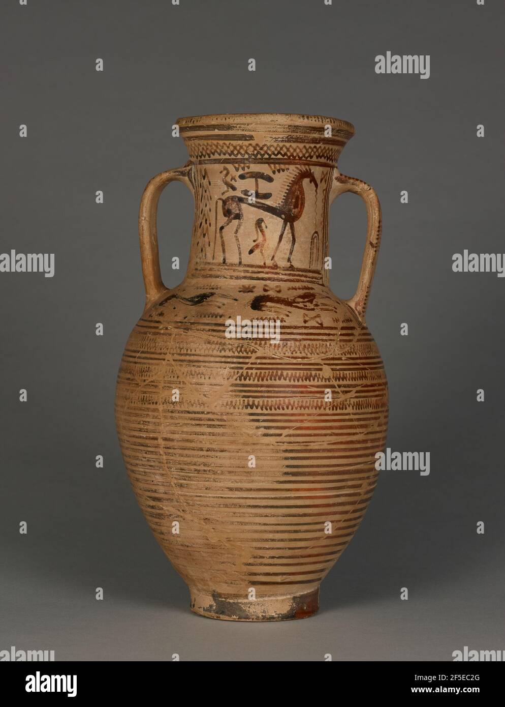 Attic Geometric Amphora. Attributed to the Workshop of Painter of ...