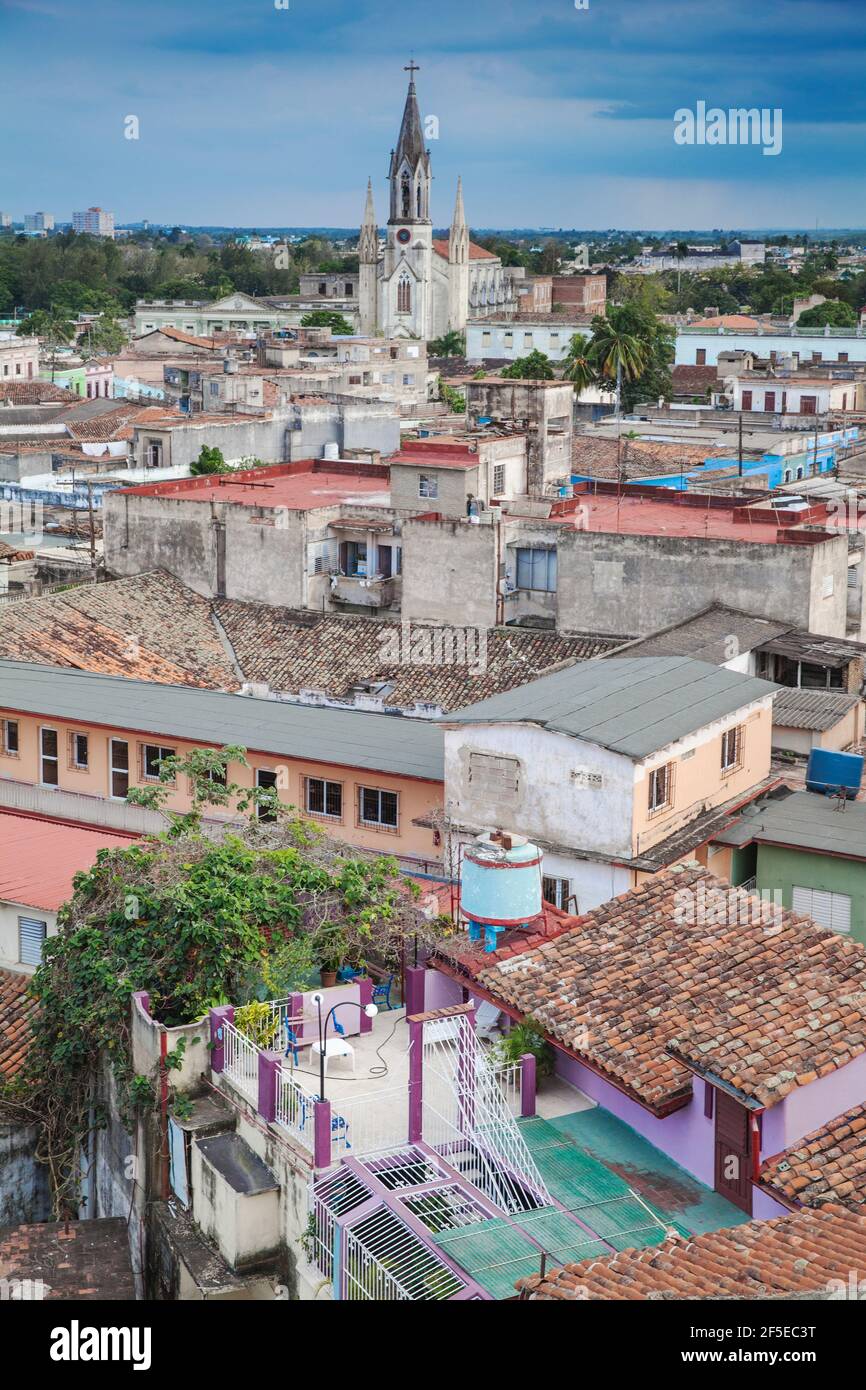 Cuba, Camaguey Province, Camaguey, View of city looking towards Iglesia ...