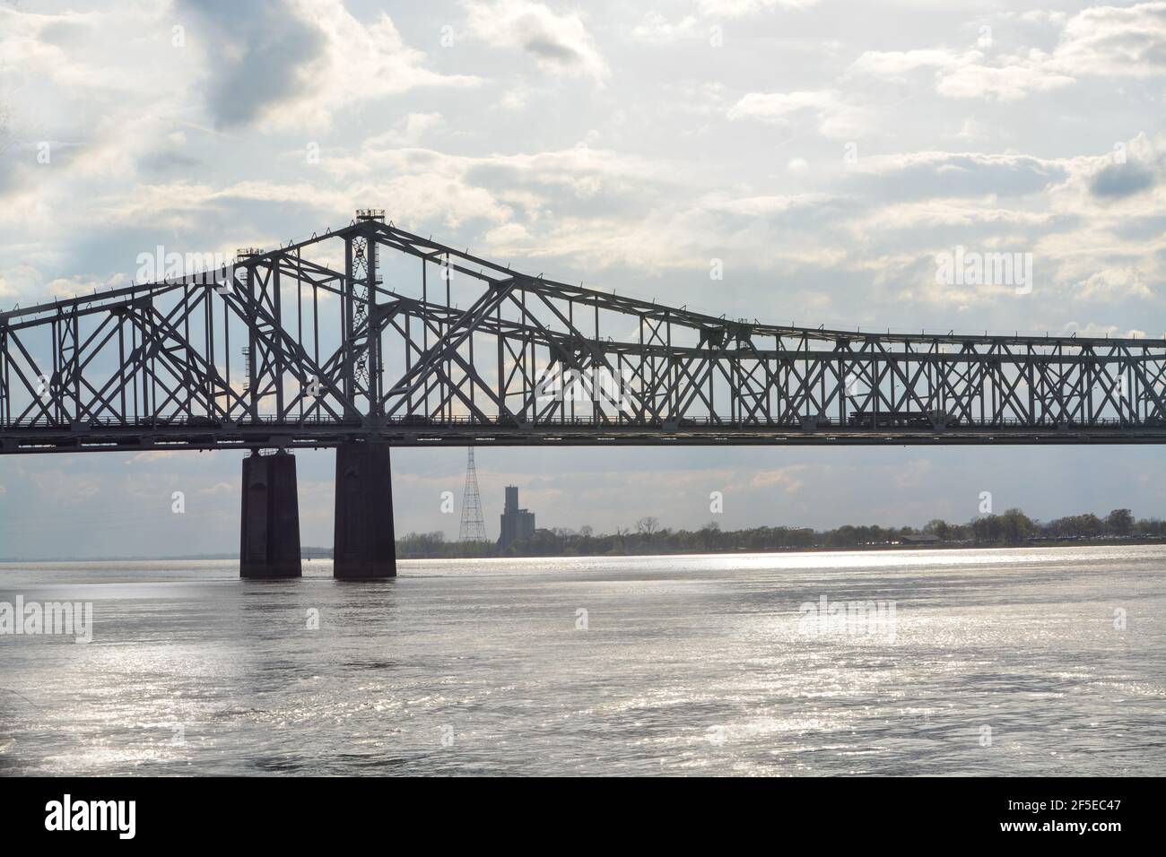 The Natchez Vidalia Bridge spans over the Mississippi River. It is the ...