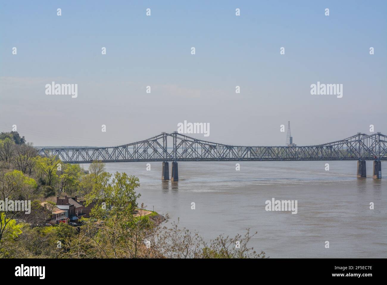 The Natchez Vidalia Bridge spans over the Mississippi River. It is the ...