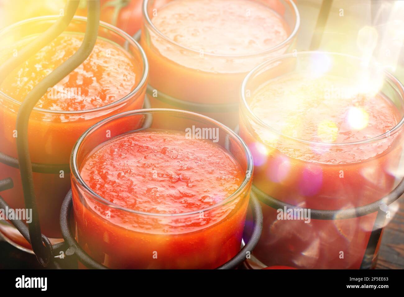 Fresh tomato smoothie with empty space for text Stock Photo - Alamy