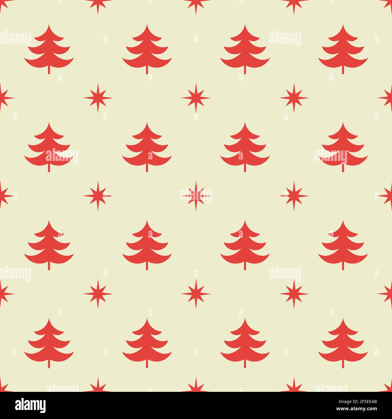 Christmas trees and stars red flat pattern illustration Stock Vector ...