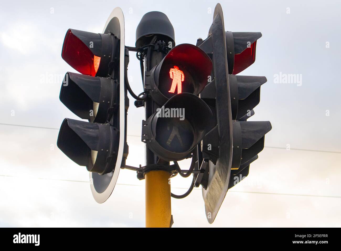 Stellenbosch- Cape Town, South Africa - 18-03-2021 Traffic lights at an ...